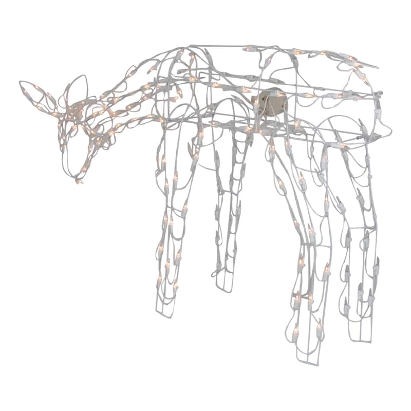 42" Lighted White Feeding Reindeer Animated Outdoor Christmas Decoration - Overstock - 39164606